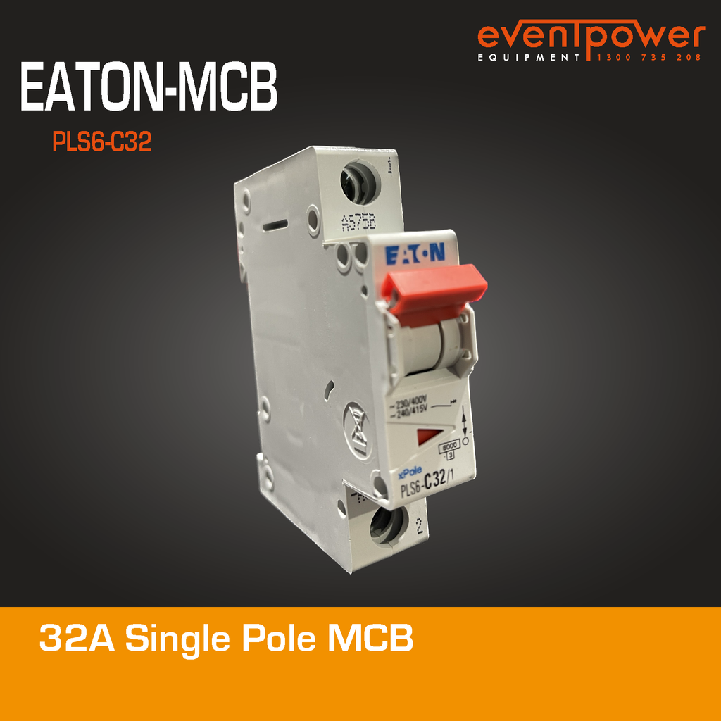 1p 6ka 32a Mcb C Curve Circuit Breaker Eaton Eventpower Equipment