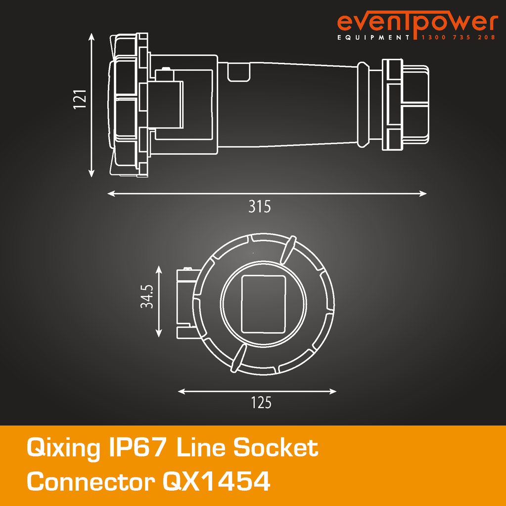 Qixing IP67 Line Socket - 125A 5 PIN QX1454 – EVENTPOWER EQUIPMENT