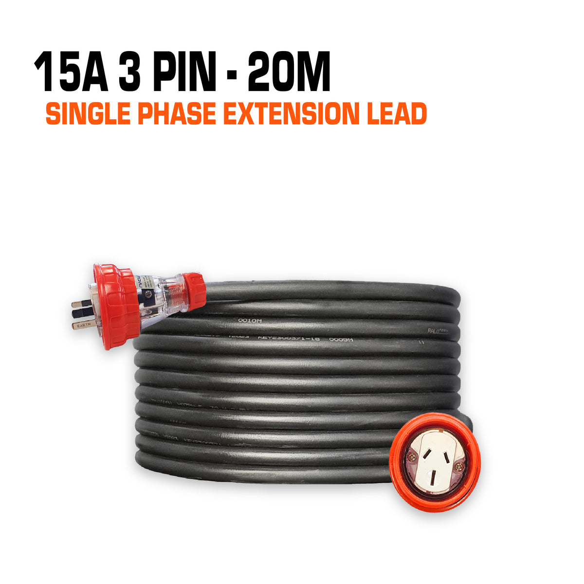 15 Amp Single Phase Extension Lead 3 Flat Pin - 20M – EVENTPOWER EQUIPMENT