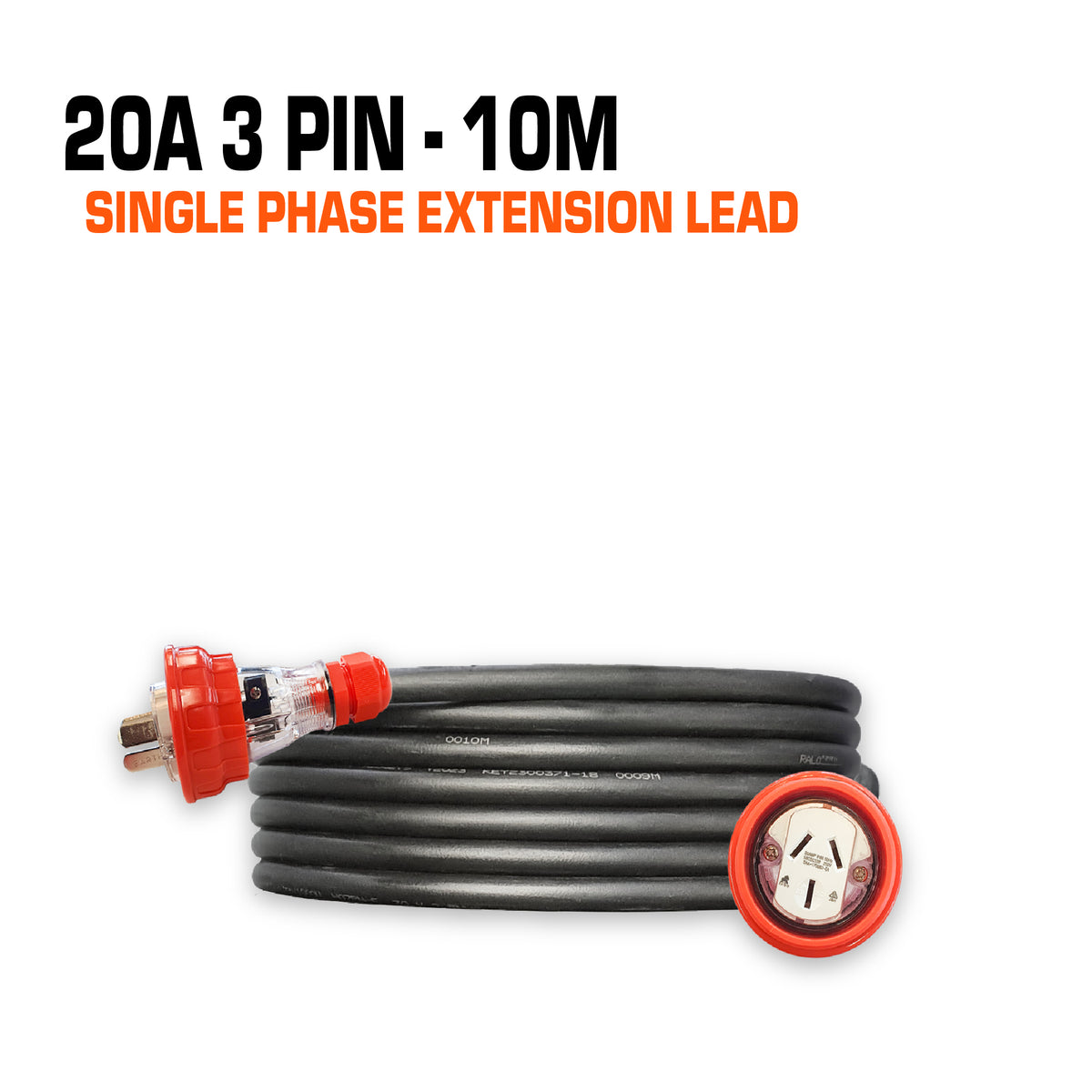20 Amp Single Phase Extension Lead 3 Flat Pin - 10M – EVENTPOWER EQUIPMENT