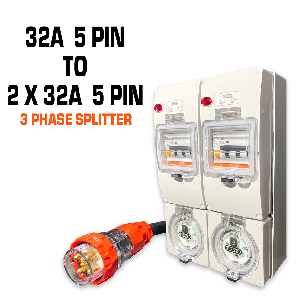32A 3 Phase to 2x32A 3 Phase Splitter Adaptor with RCBO – EVENTPOWER ...