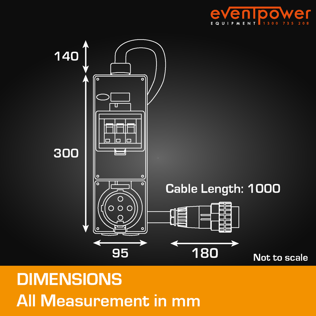 Adaptor 32A 3 phase to 20A three phase outlet w/ RCBO – EVENTPOWER ...