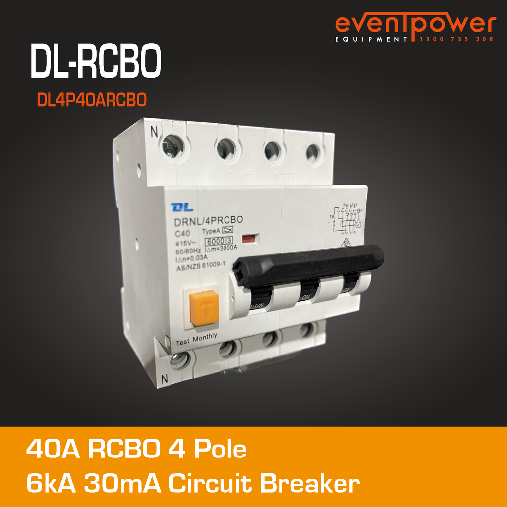 40A RCBO 4 Pole Circuit Breaker 6kA 30mA compact DL – EVENTPOWER EQUIPMENT