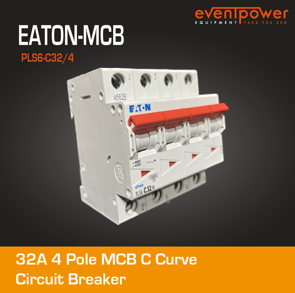 4P 6kA 32A MCB C curve Circuit Breaker Eaton – EVENTPOWER EQUIPMENT