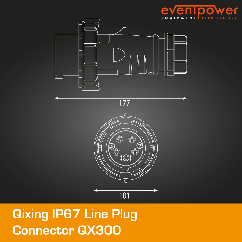Qixing IP67 Line Plug - 32A 5 PIN QX300 – EVENTPOWER EQUIPMENT