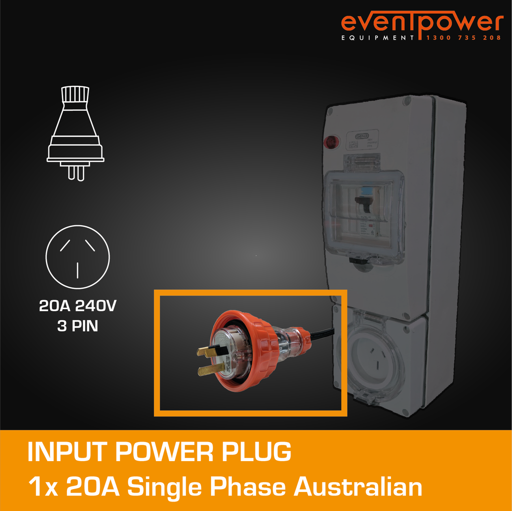 20A Flat pin to 15A Flat pin single phase – EVENTPOWER EQUIPMENT
