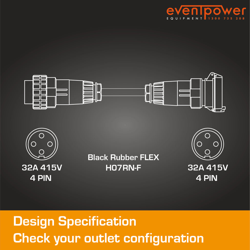 32A 10M three phase Extension Lead 4 Pin ( 3C + E ) – EVENTPOWER EQUIPMENT