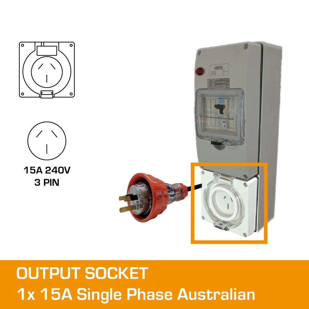 Single Phase Adaptor - 20A Flat Pin to 15A Flat Pin with RCBO ...