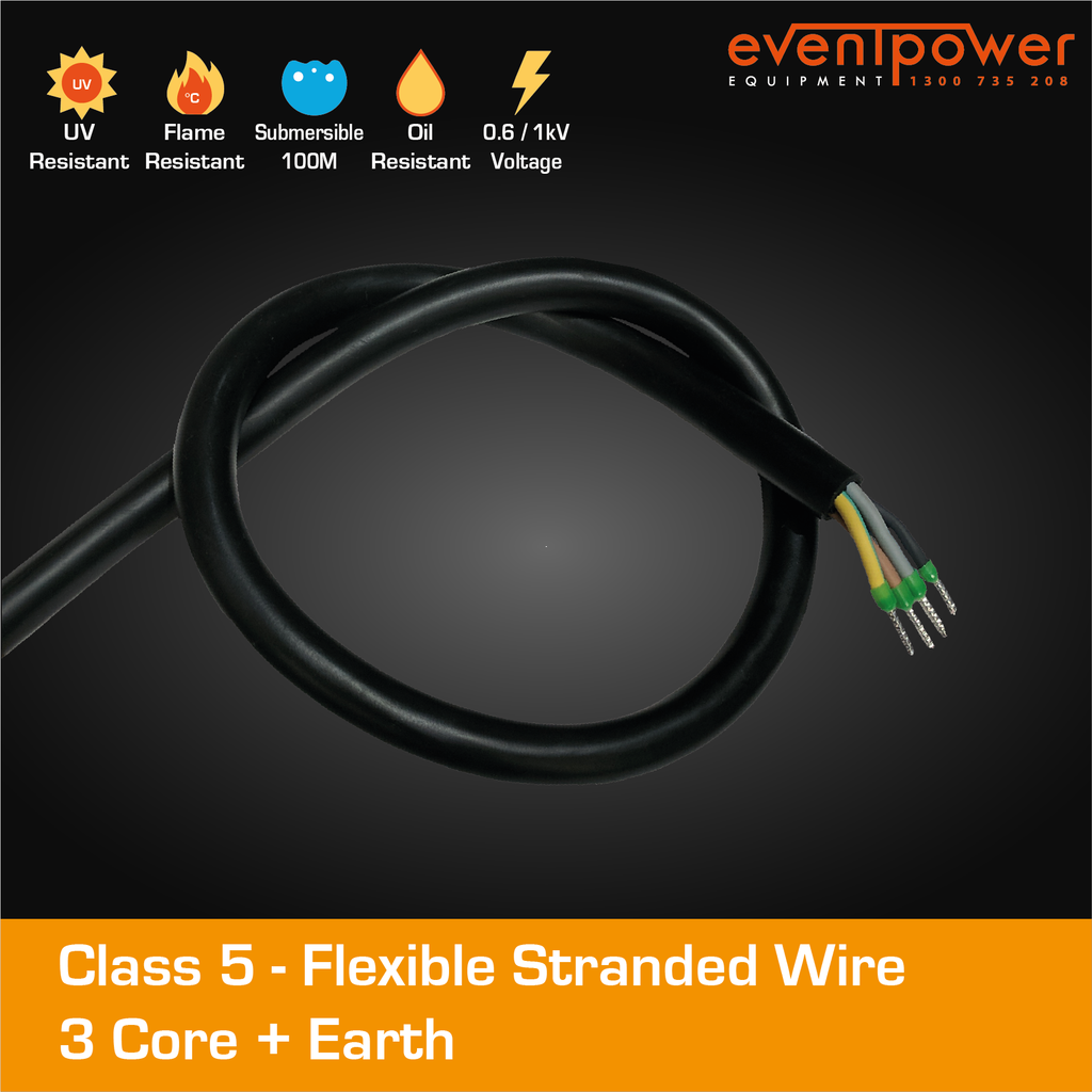 4mm2 3C+E Black Flex Cable – EVENTPOWER EQUIPMENT