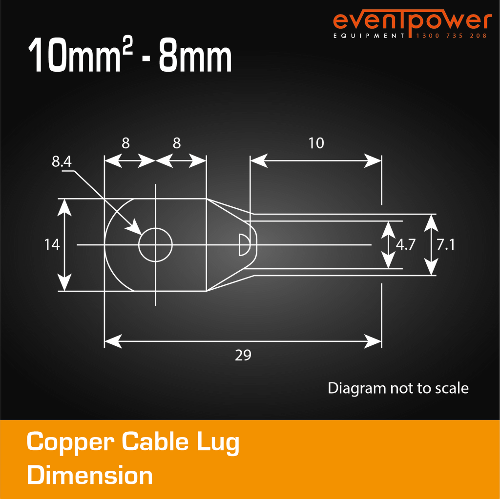 Copper Cable Lug - 10mm Lug 8mm Hole – EVENTPOWER EQUIPMENT