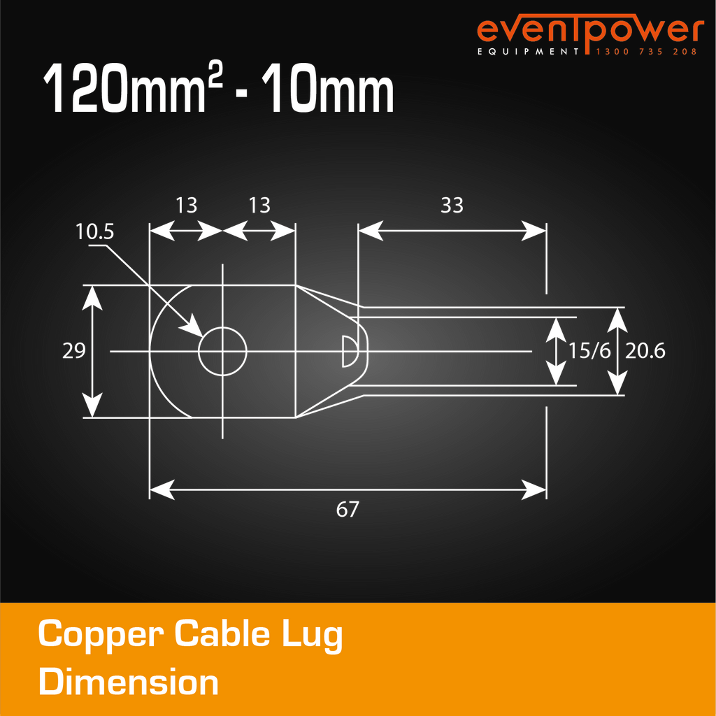 Copper Cable Lug - 120mm Lug 10mm Hole – EVENTPOWER EQUIPMENT
