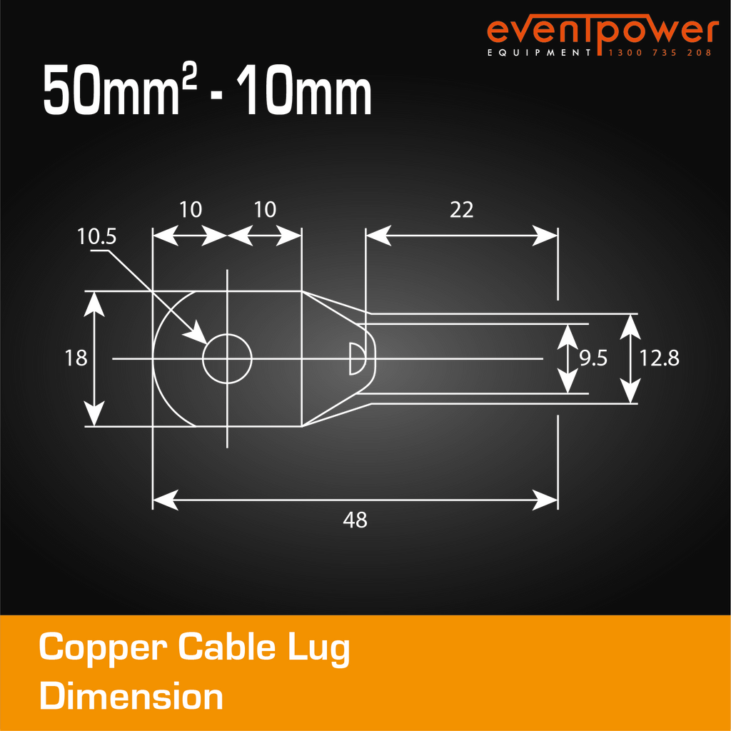 Copper Cable Lug - 50mm Lug 10mm Hole – EVENTPOWER EQUIPMENT