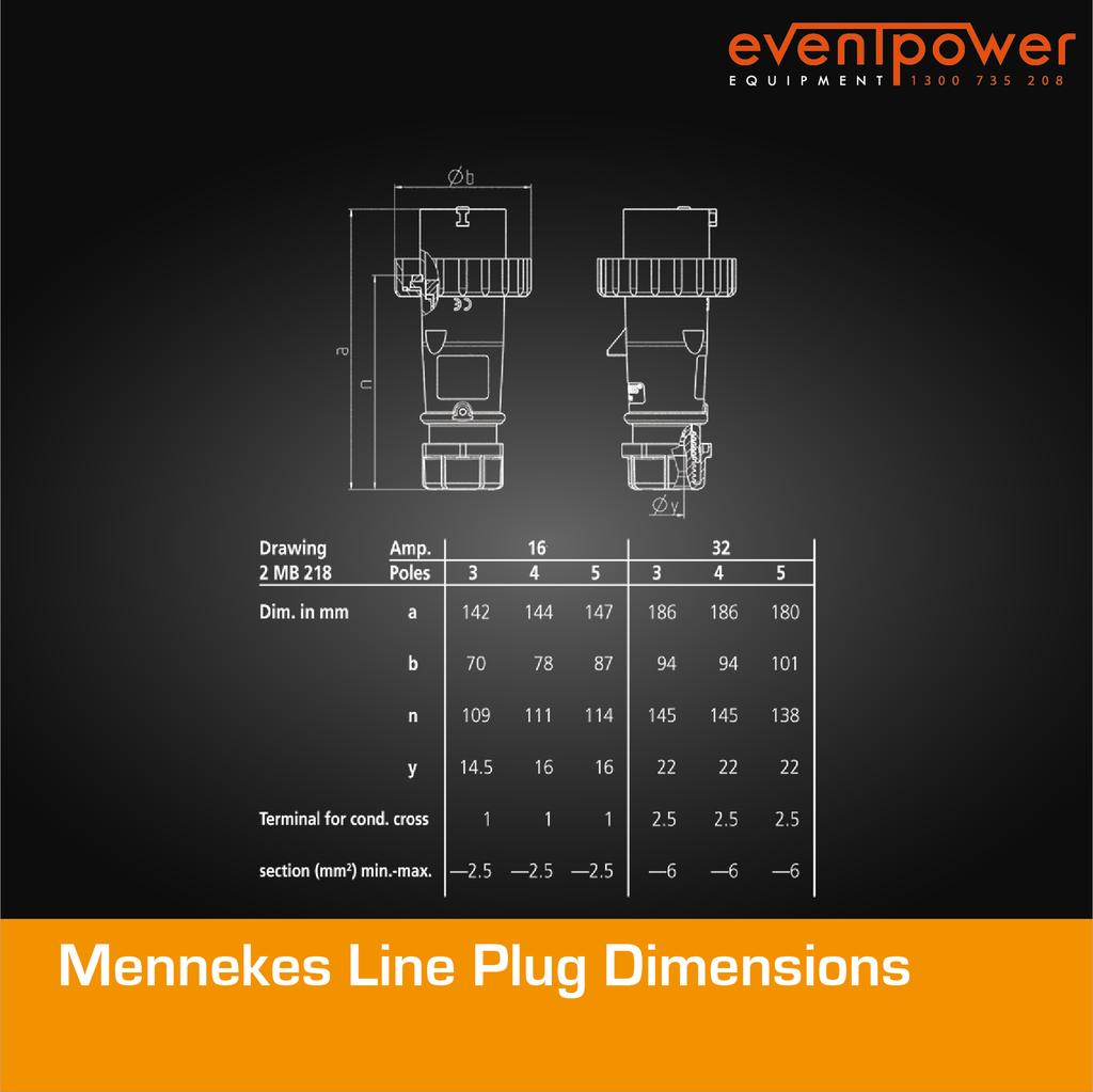 Mennekes IP44 Line Plug - 32A 4 PIN – EVENTPOWER EQUIPMENT