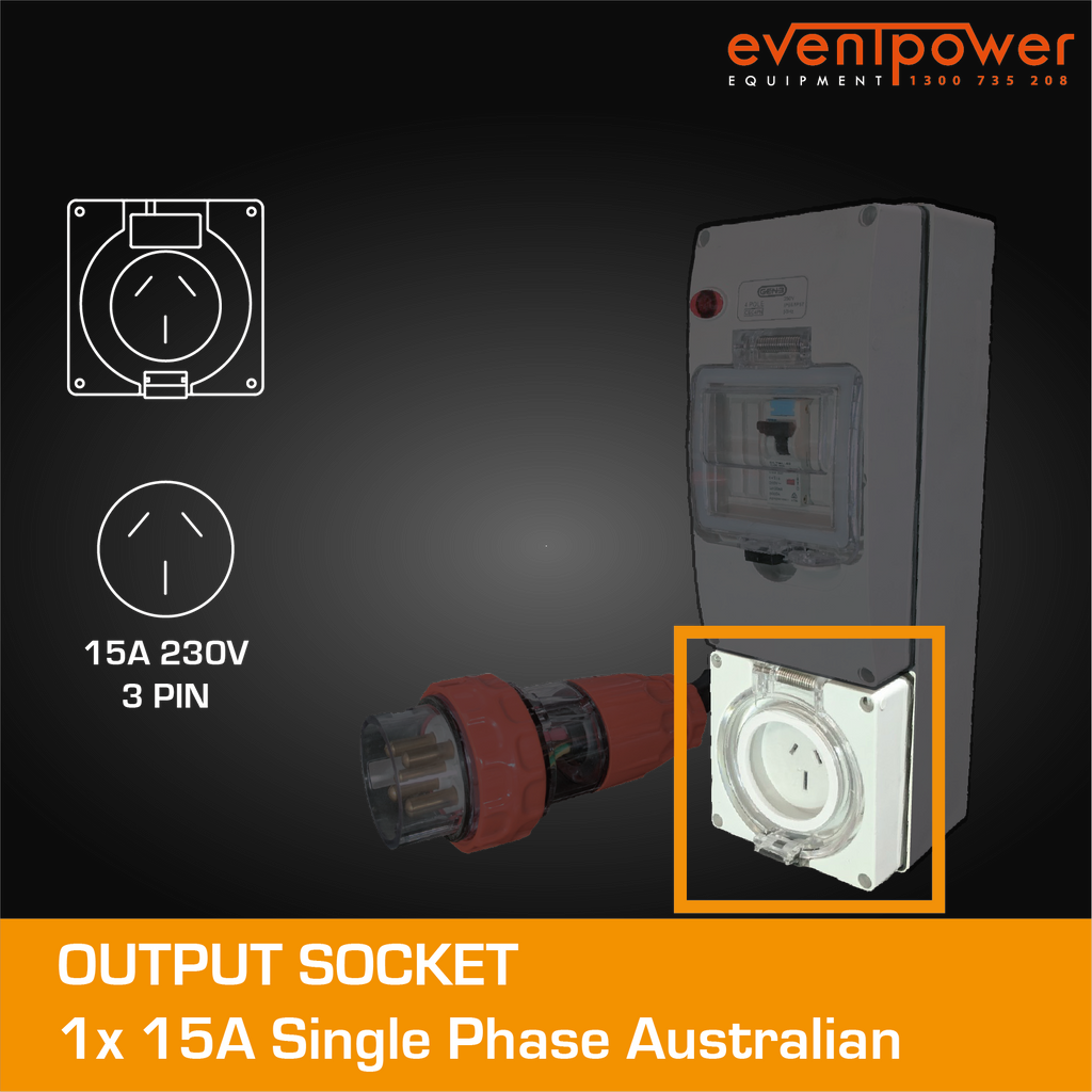 32A 3 Phase to 15A Flat Pin Single Phase – EVENTPOWER EQUIPMENT