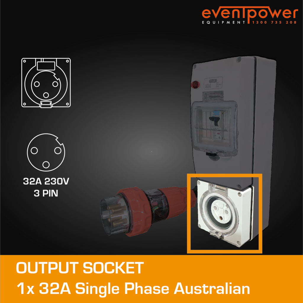 32A 3 Phase to 32A Single Phase – EVENTPOWER EQUIPMENT