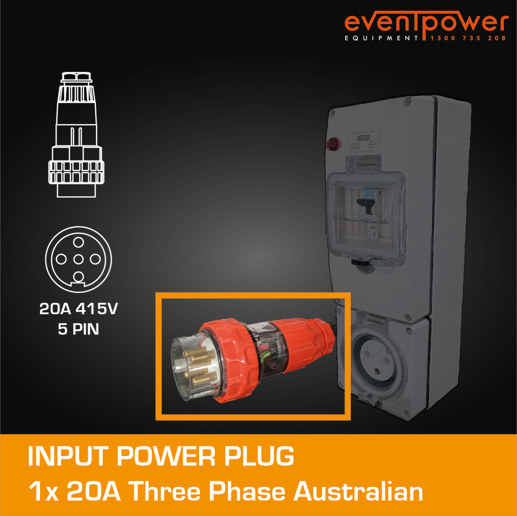 20A 3 Phase to 20A Pin Single Phase Adaptor – EVENTPOWER EQUIPMENT