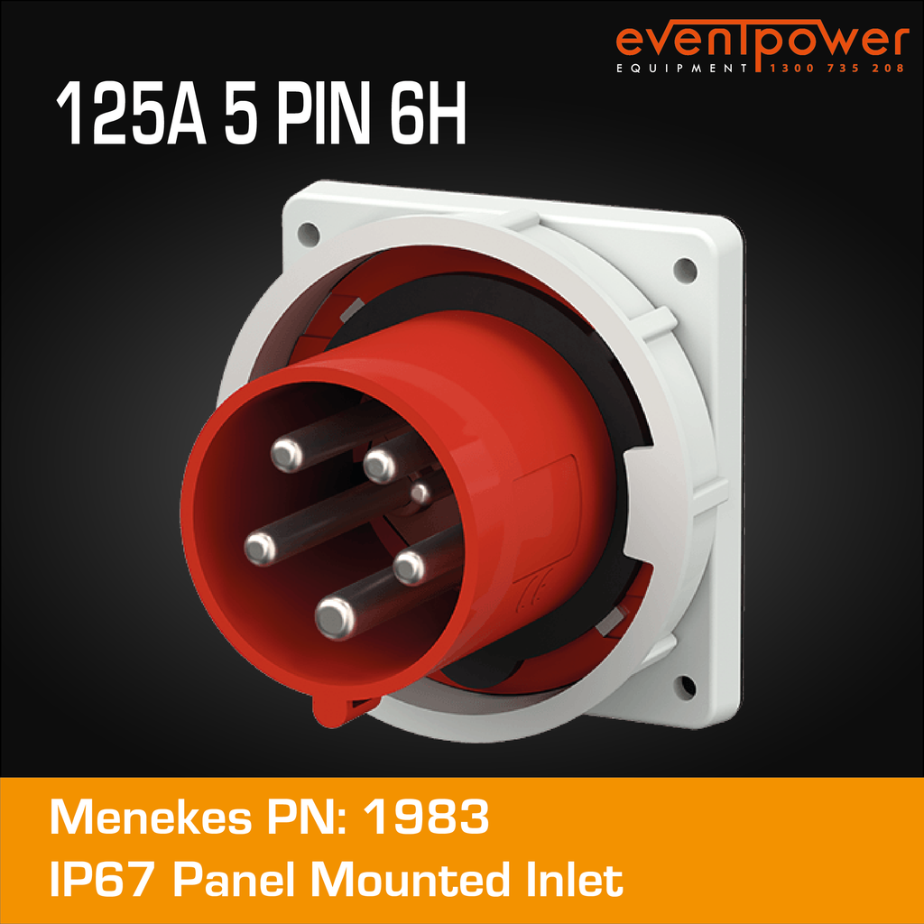 Mennekes IP67 Panel Mounted Inlet - 125A 5 PIN – EVENTPOWER EQUIPMENT
